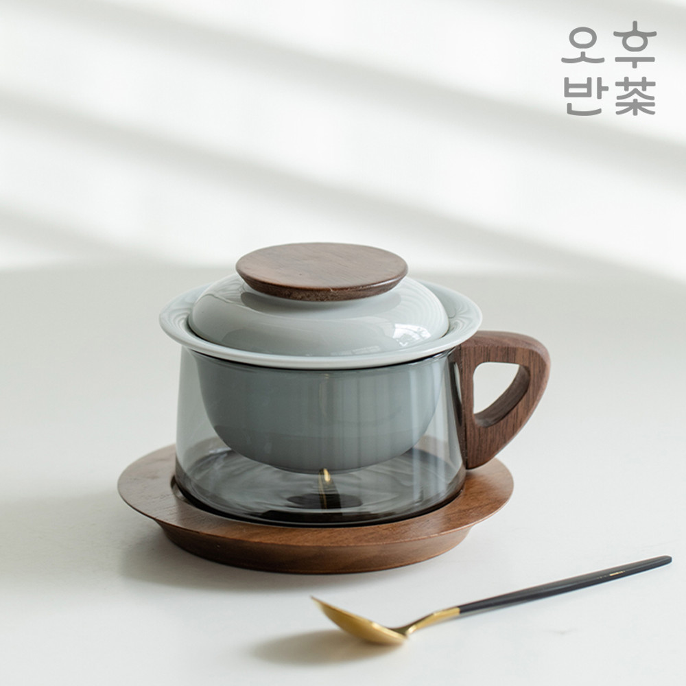 오후반차 모던 도자 거름망 티머그 내열 유리 차우림 도구 차거름망컵 차우리는 잔받침 위시버킷