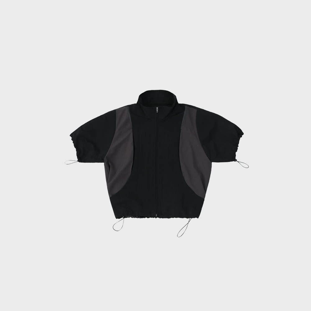 오호스 Curved Pocket String Zip-Up / Black - 위시버킷