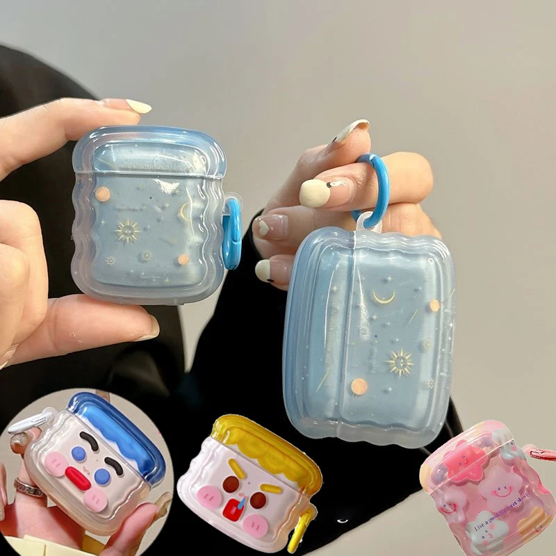 Ins 한국 귀여운 별 헤드폰 커버 에어팟 프로 2 카툰 이어폰 소프트 웨이브 케이스 애플 에어팟 1 2 3 무선 박스용