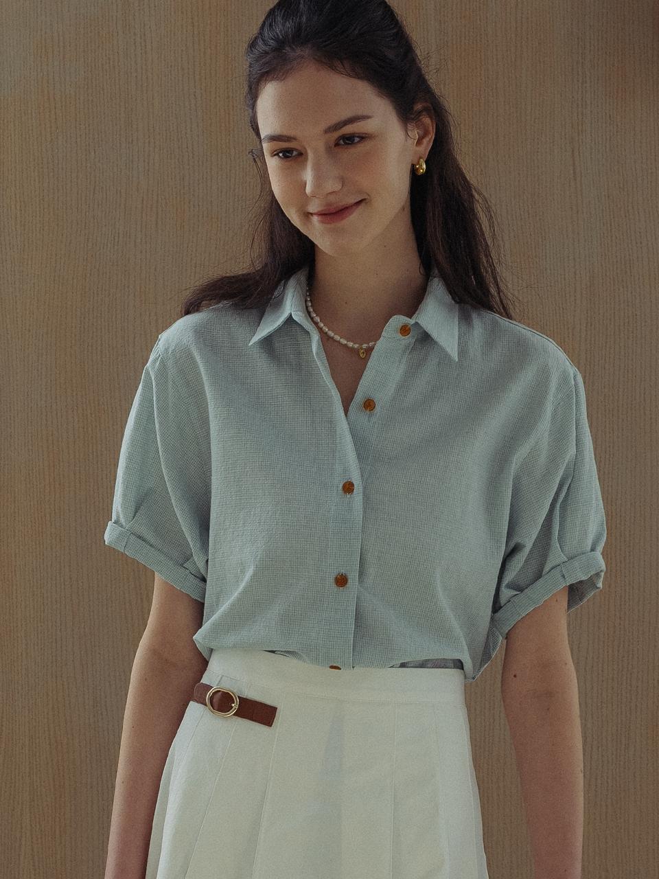 틸아이다이 [예약배송]Ann button point shirt_Mint - 위시버킷