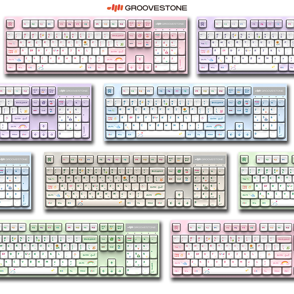 엠스톤 엠스톤 그루브 GV10 크레용 수제풀윤활 104키 풀배열 기계식키보드 저소음코랄축 45g - 위시버킷