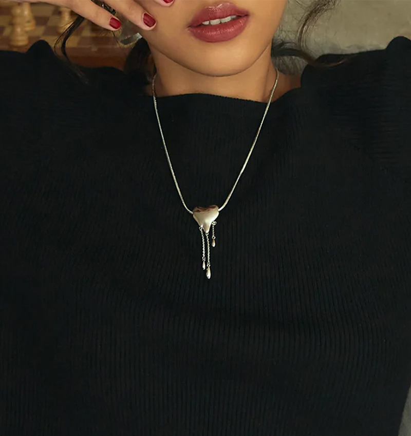 포어거스티 Drop heart Necklace (2col) - 위시버킷