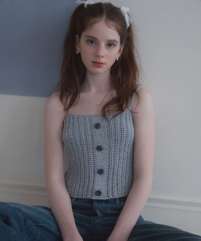 레터프롬문 [레터프롬문] Emily Button Knit Bustier (Gray) - 위시버킷