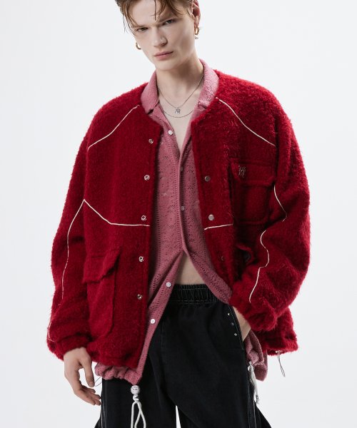 알에스에스씨 REFLECTIVE LINE FUR JACKET - RED - 위시버킷