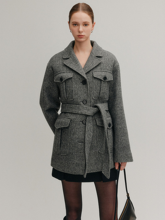 룩캐스트 베일리 울 하프 코트_차콜 / BAILEY WOOL HALF COAT_CHARCOAL - 위시버킷