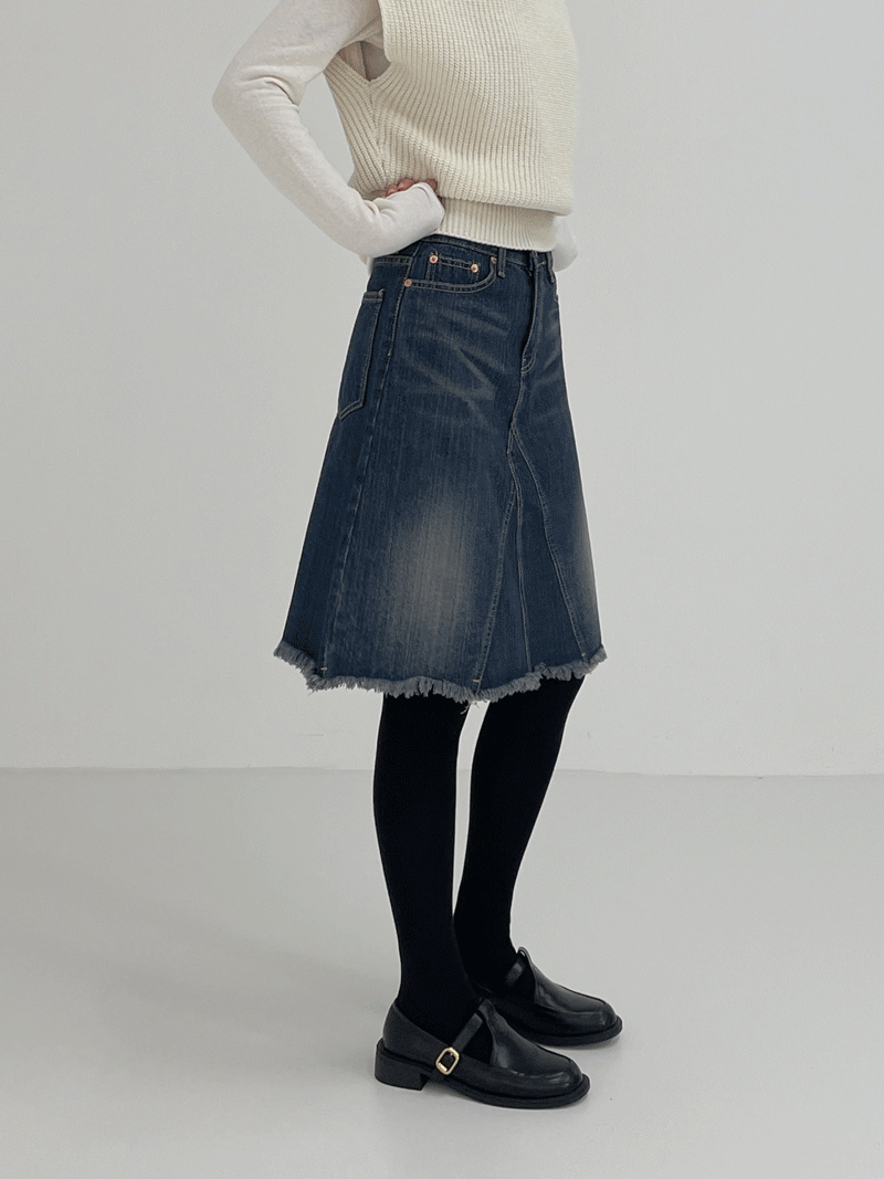 인챈트미 495 빈티지 미디 데님 스커트 (2C) - 위시버킷
