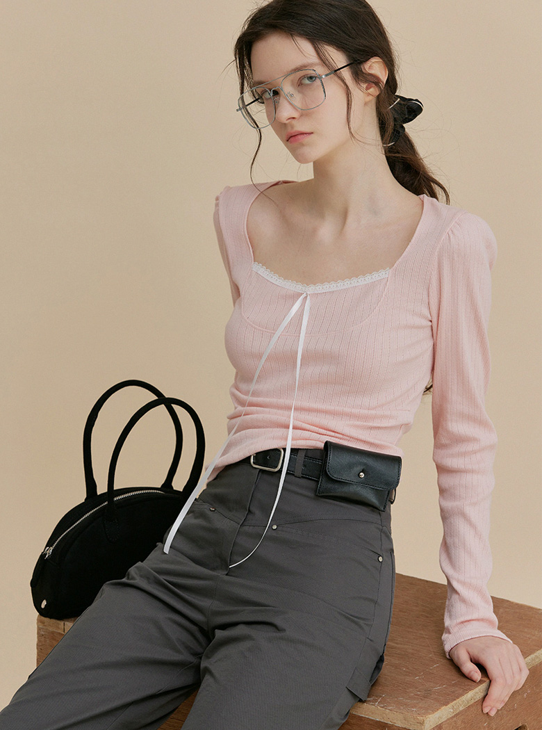 트위 트위 [25SS🌷/지안'pick]르슈 타이 레이스 티셔츠 - 위시버킷