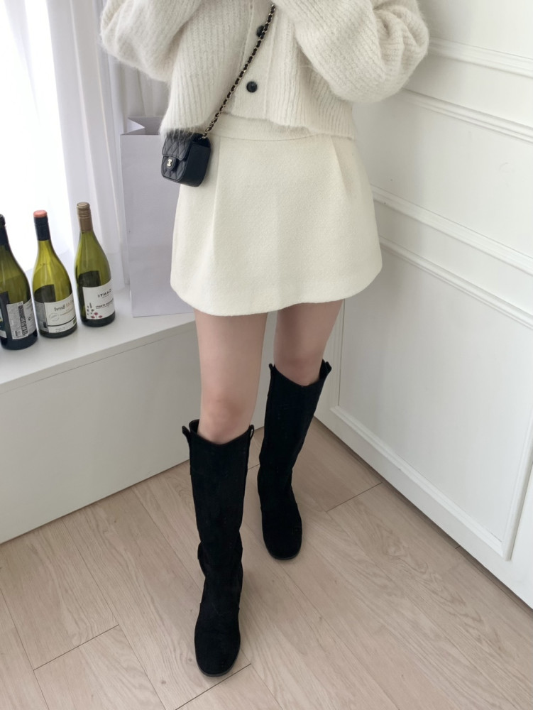 인어로브 (블랙당일) riette 리에뜨 포니 스커트 (2color) 울 핀턱 미니 스커트 - 위시버킷