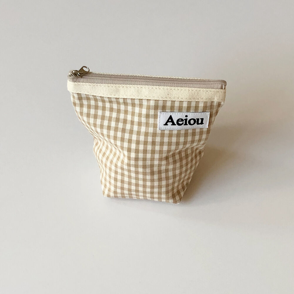 아에이오우 Aeiou Basic Pouch (M size) Beige Ginghamcheck - 위시버킷