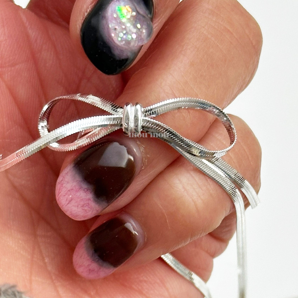 MOU MOU 플랫 뱀줄 리본 팔찌 flat ribbon bracelet - 위시버킷