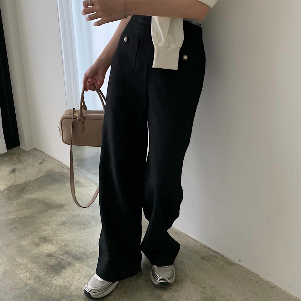 포스터 (블랙당일) 포스터 벨트 트위드 팬츠 poster (2col) 하객룩 떠유니 - 위시버킷