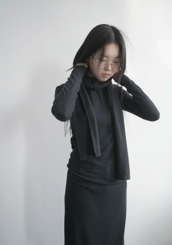 에프터먼데이 tie ribbed dress (2c) - 위시버킷