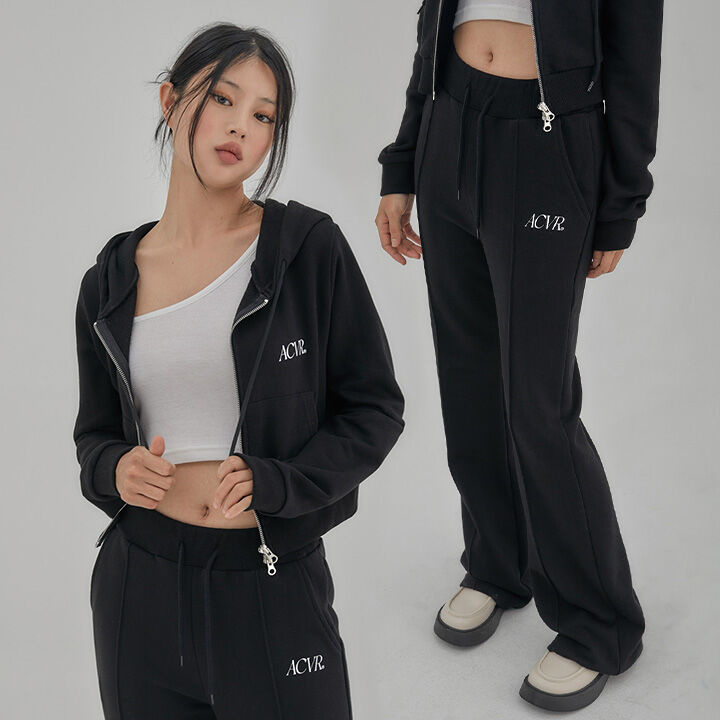 어커버 [SET] ACVR 크롭 후드 집업+부츠컷 팬츠 - 위시버킷