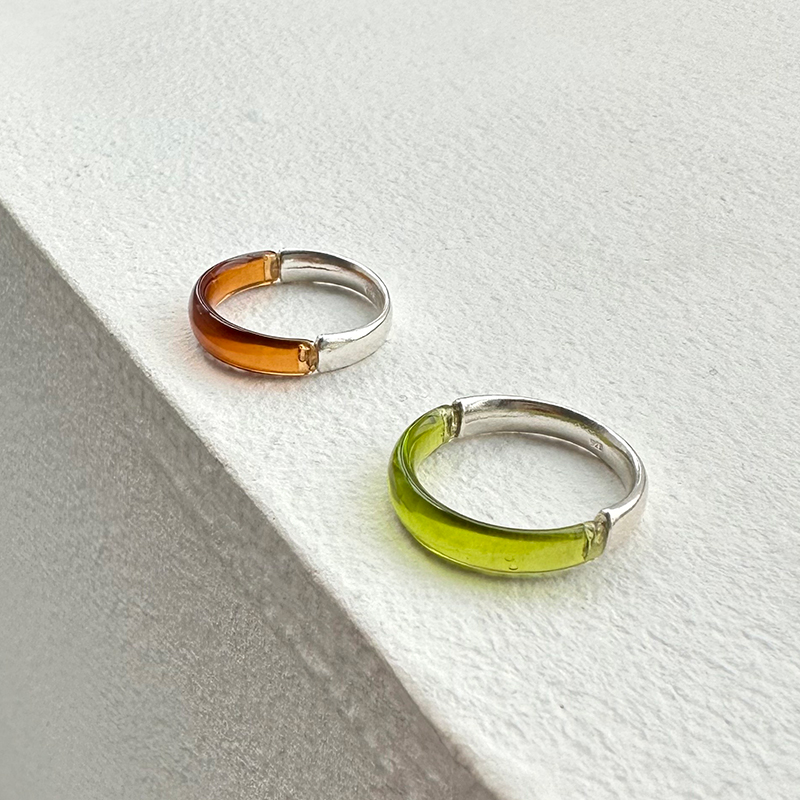 지지 GEEGEE resin color half ring_silver925 - 위시버킷