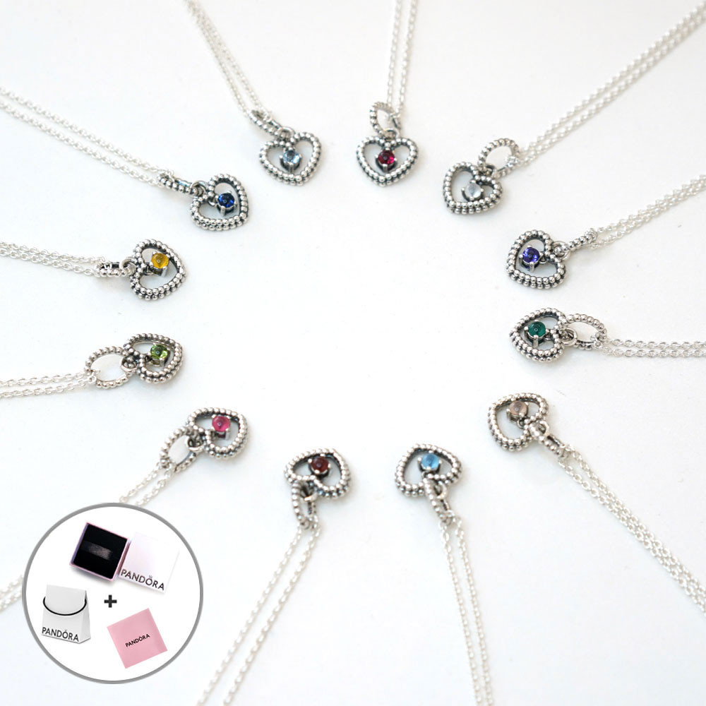 판도라 판도라 탄생석 목걸이 체인 세트 (590412-45cm+참 798854) - 위시버킷
