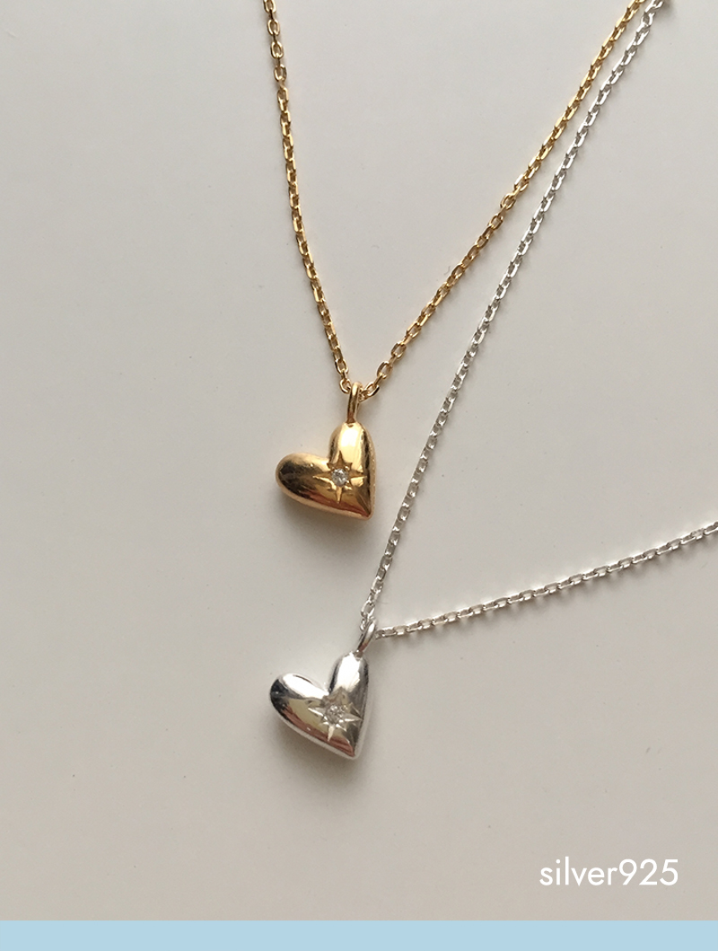 모우트 sue heart necklace (silver925) - 위시버킷
