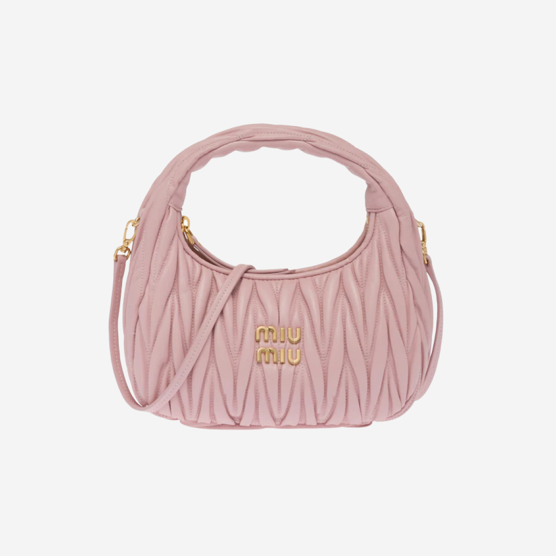 미우미우 Miu Miu Wander Matelasse Nappa Leather Mini Hobo Bag Alabaster Pink - 위시버킷