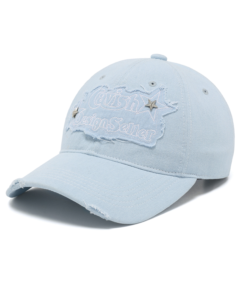 카비시 RAWCUT STUD DENIM CAP[LIGHT BLUE] - 위시버킷