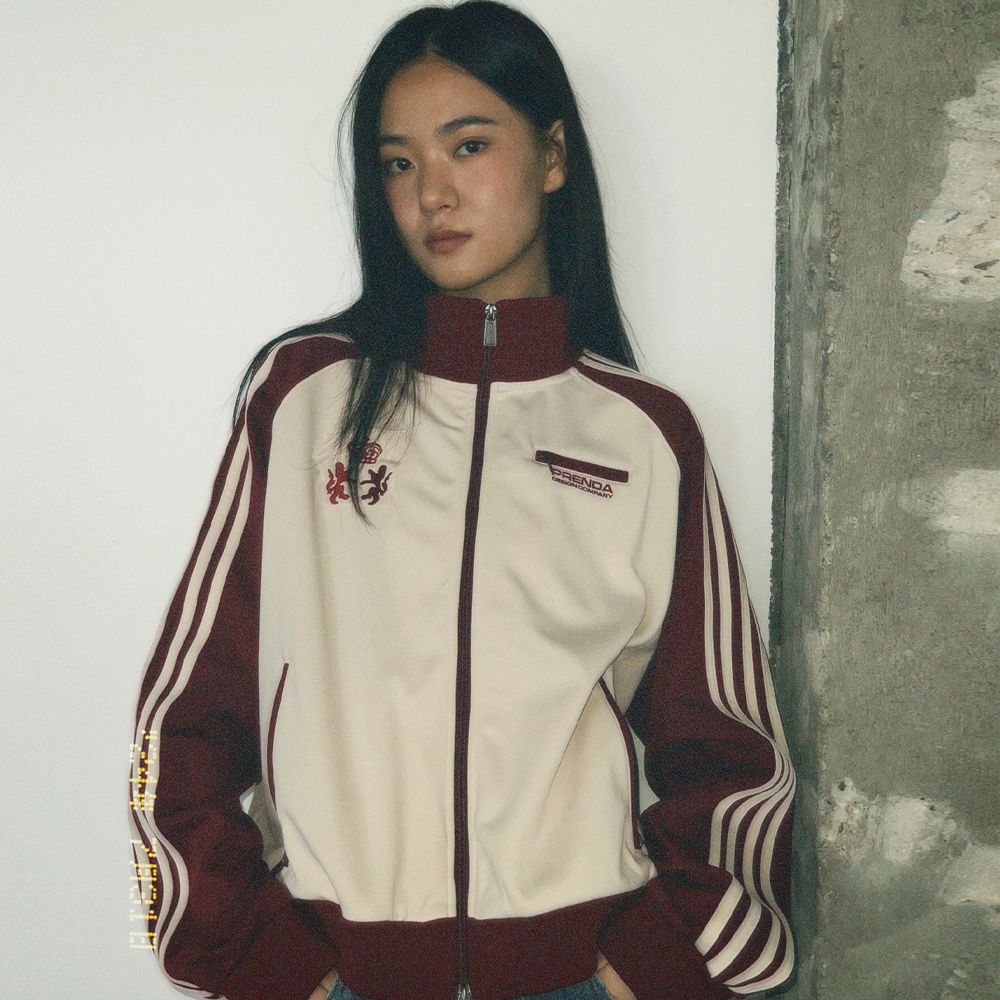 프렌다 RAGLAN TRACK JERSEY JACKET BEIGE BRICK RED - 위시버킷