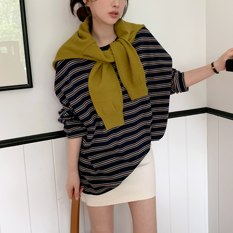 프롬비기닝 프롬비기닝 단독 Made 스터닝 박시 스트라이프 티 2color기본티 긴팔 긴팔이너티 긴팔티 긴팔티셔츠 레이어드티 레이어드티셔츠 스트라이프티 이너 위시버킷