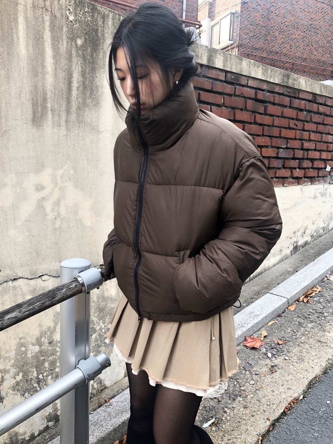 그린씨 high-neck volume short padding (3color) - 위시버킷