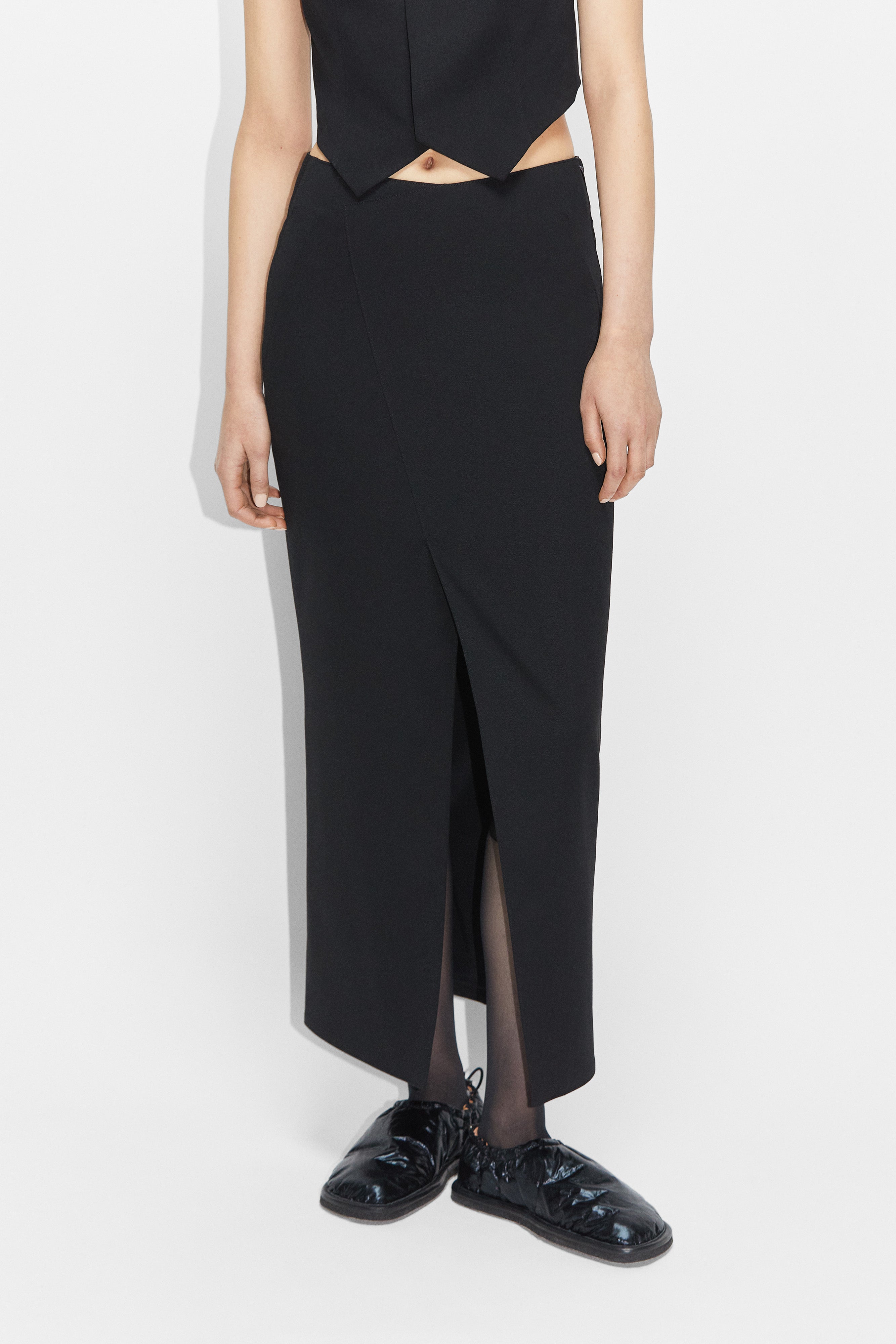 호프 Overlapping Pencil Skirt - Black / 34 - 위시버킷
