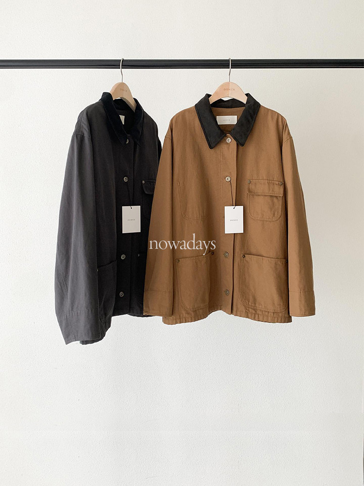 온스 당일 / OUNCE 온스 디트로이트 자켓 코튼 긴팔 카라 포켓 배색 싱글 (2col) - 위시버킷