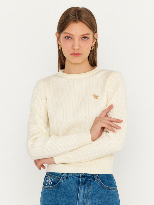 제너럴아이디어 WOMAN GNRL 에센셜 케이블 풀오버 [IVORY] / WBC1L05503 - 위시버킷