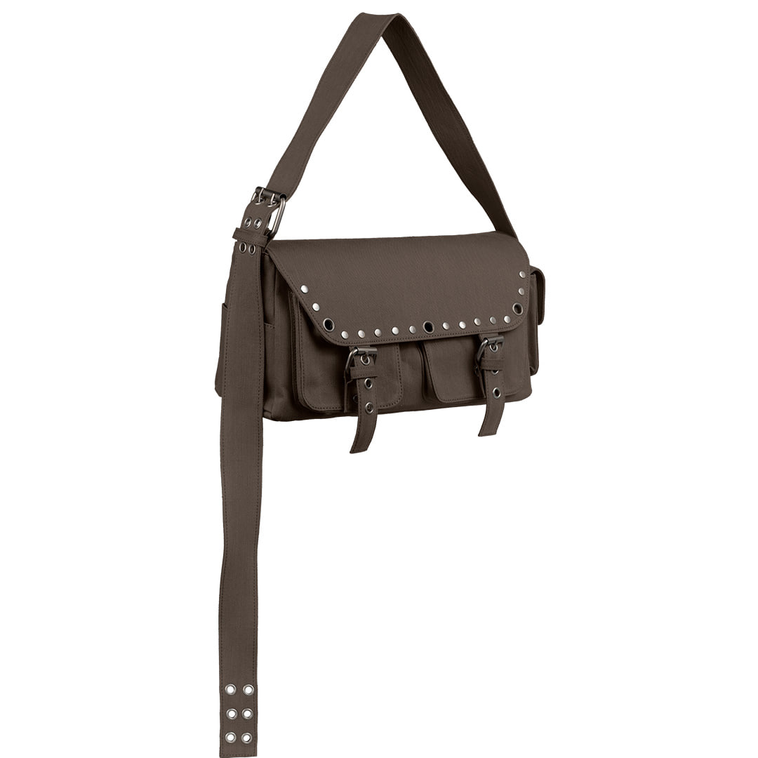 엔프프 pocket stud shoulder bag-brown - 위시버킷