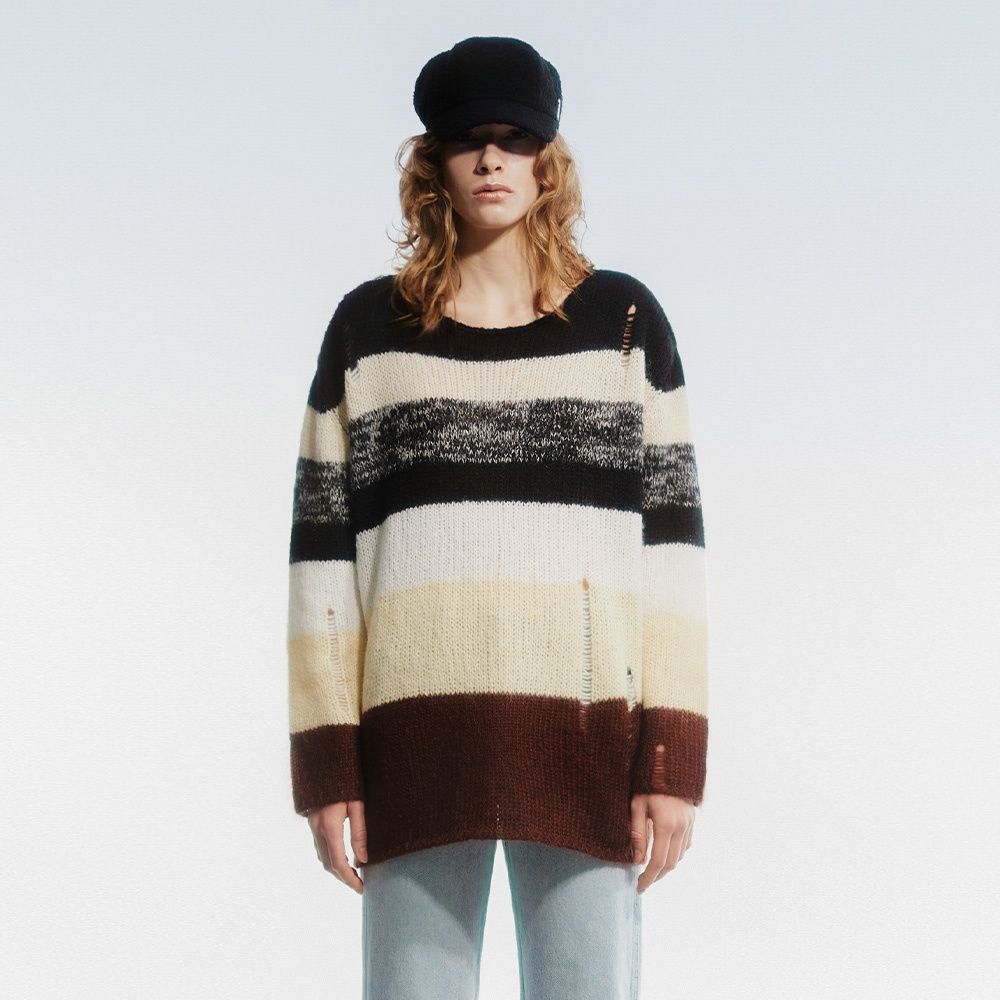 더오픈프로덕트 MULTI STRIPE KNIT SWEATER (BEIGE) - 위시버킷