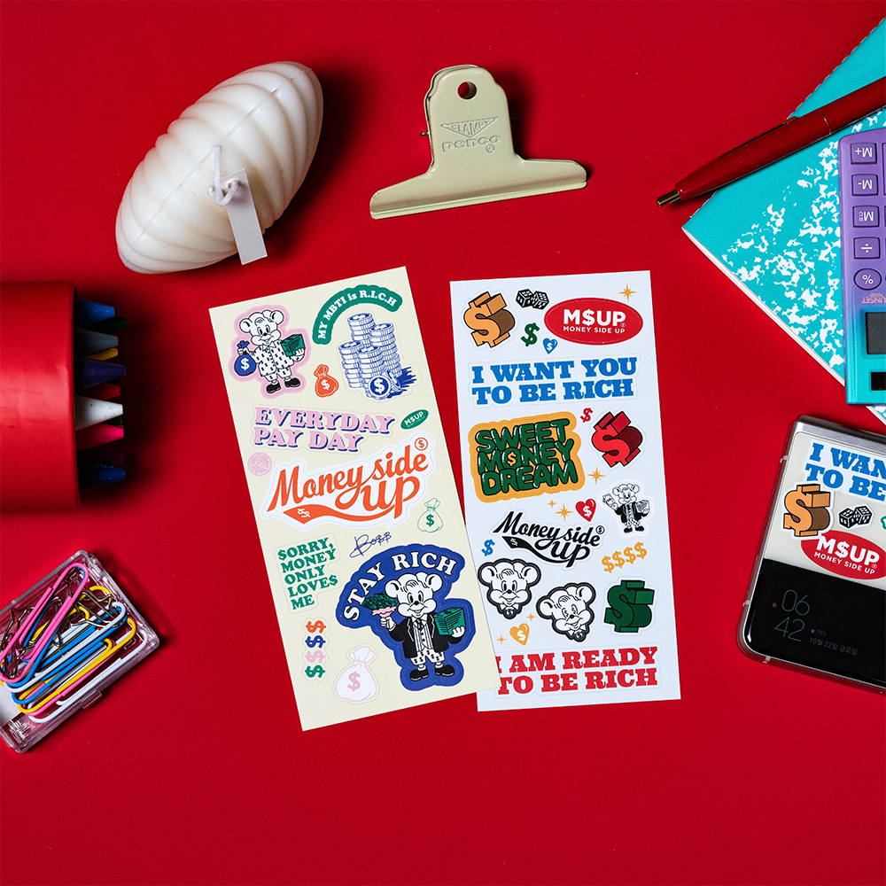 머니사이드업 RICH STICKER PACK - 위시버킷