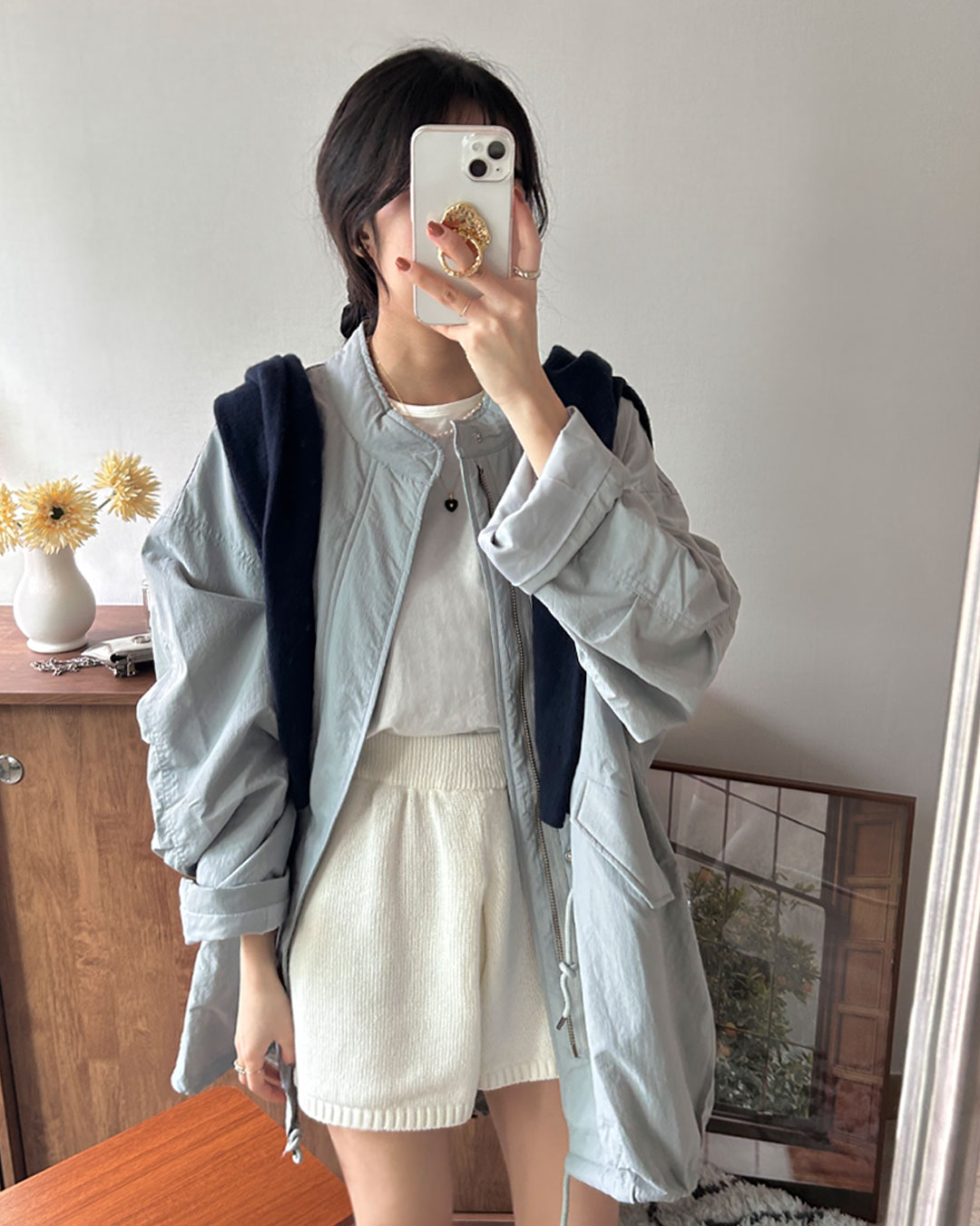 그랑호즈 당일발송 커플템💗 로이 남녀공용 야상 트렌치 사파리 점퍼 숏자켓 개파카 3color 위시버킷