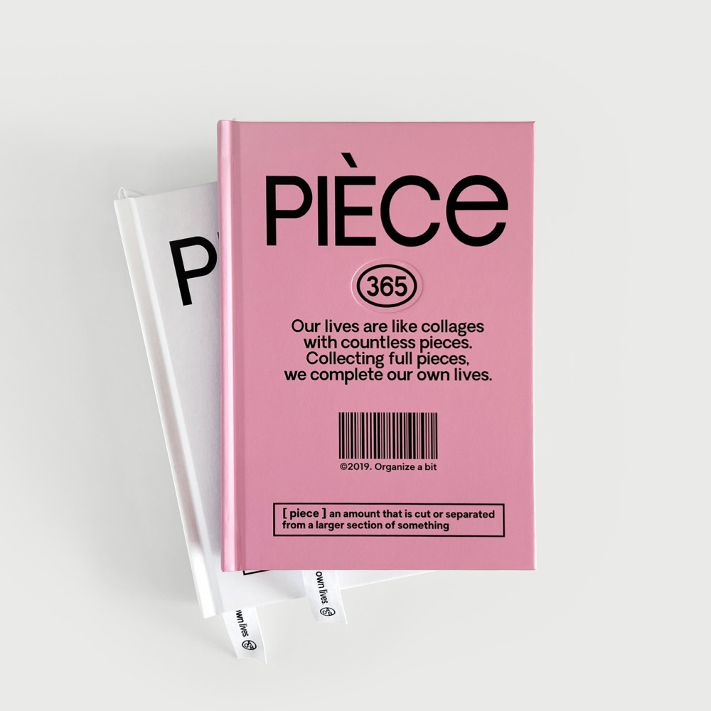 OAB piece diary 만년 위클리 먼슬리 12개월 2023 화이트 핑크 다이어리 - 위시버킷