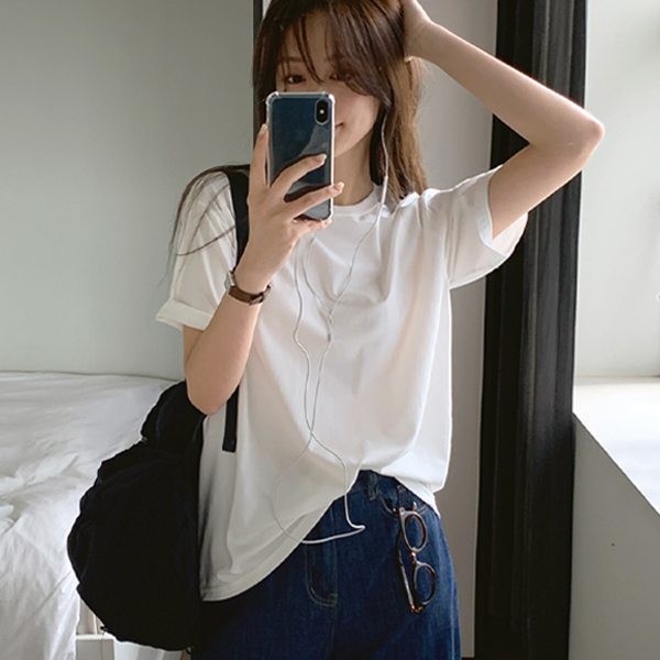 리얼코코 리얼코코 80만장돌파 질좋은반팔티자체제작 코튼 스판 베이직 반팔 티셔츠 24 Color 여름썸머기본크롭이너라운드넥하객룩레이어드워터밤