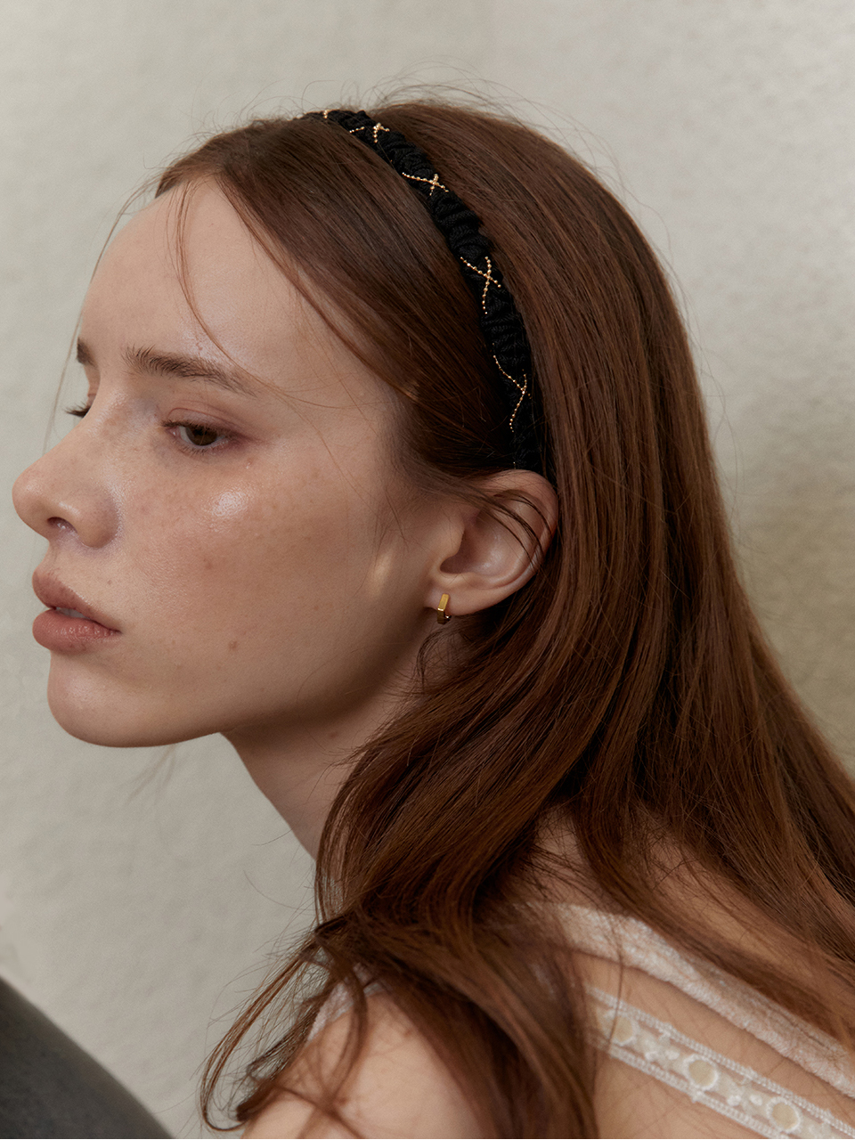 오블라 feminine gold chain slim hair band (2 color) - 위시버킷