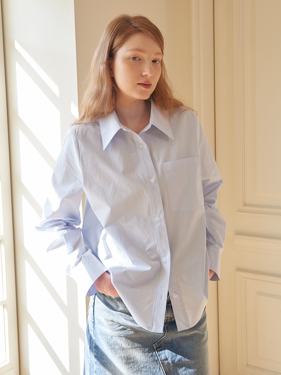 코르카 Basic Cotton Shirt Blue - 위시버킷