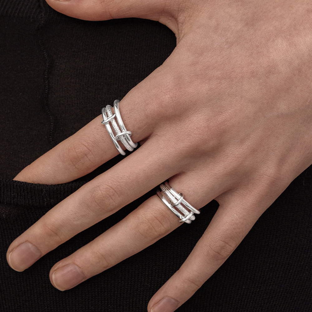 티오유 [Silver925] WE002 Silver connected simple rings - 위시버킷