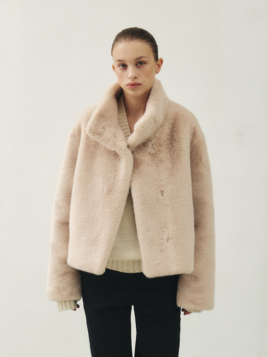 모한 TWW HIGH NECK ECO FUR JACKET_2COLORS - 위시버킷