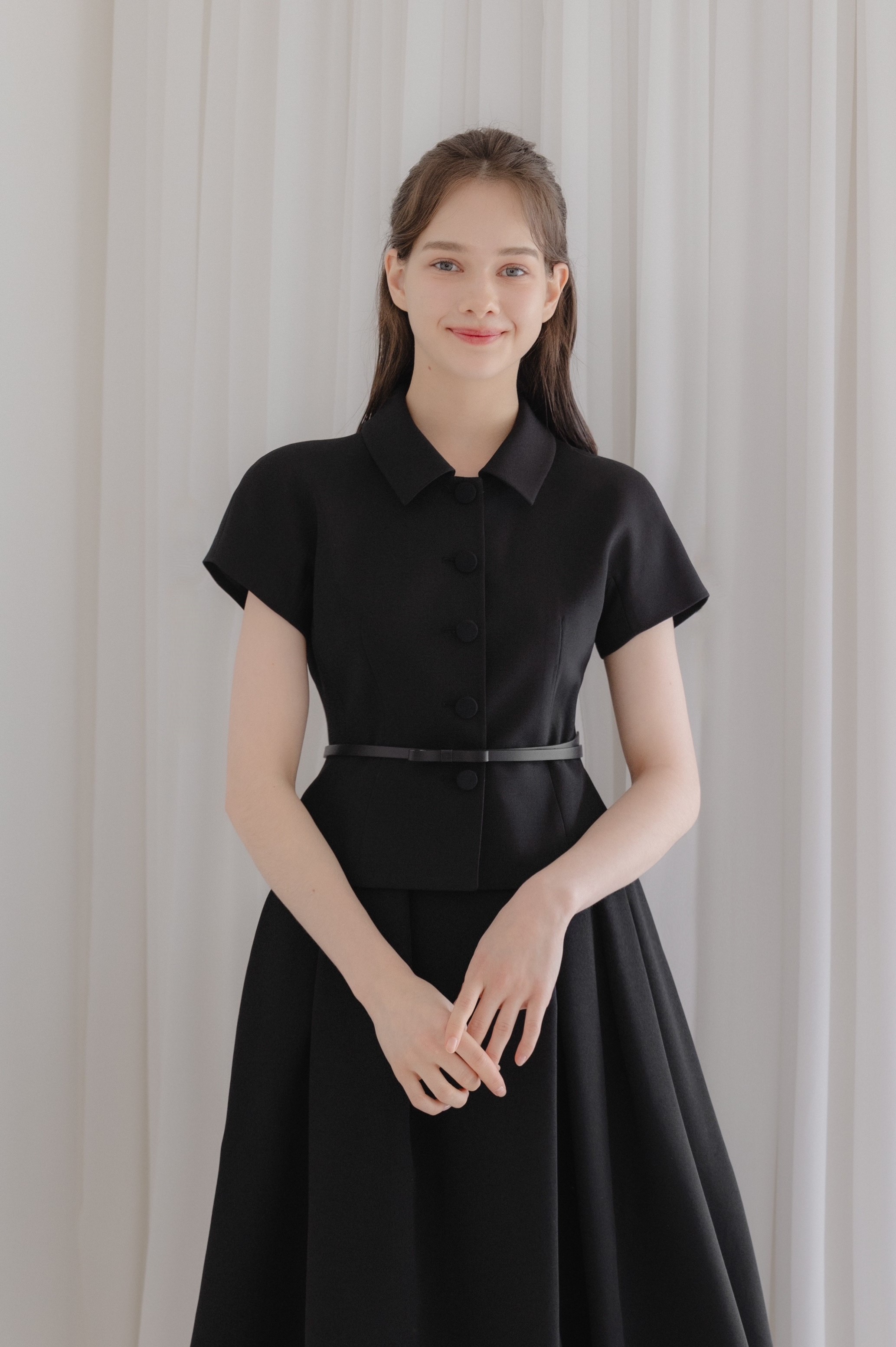 르로망 Cap-sleeve Jacket(벨트 제공)/ Black(2color) - 위시버킷