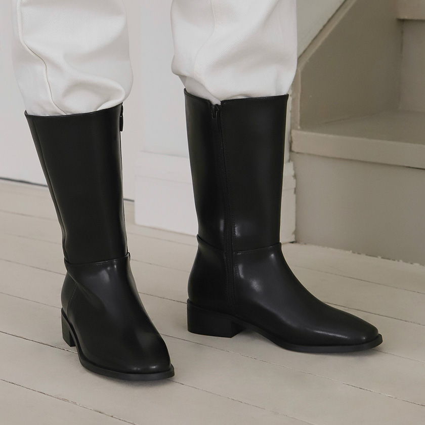 사뿐 [23FW]소이어 스퀘어 미들부츠 (3.5cm) - 위시버킷