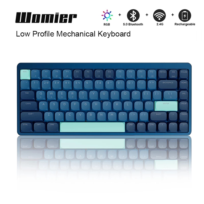 WOMIER Womier 84 Keys Blue Low Profile Gamer Mechanical Keyboard Ultra ...