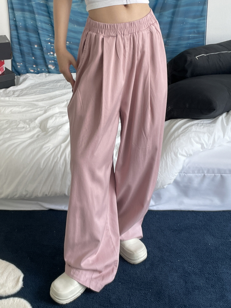 키미스 핀턱 텐셀 와이드 팬츠(4color/핑크 6월 27일 출고예정) - 위시버킷