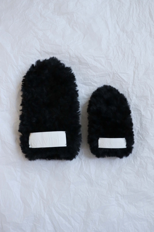 라비드 KNITTED FUR MITTENS BLACK (ORDER MADE) - 위시버킷