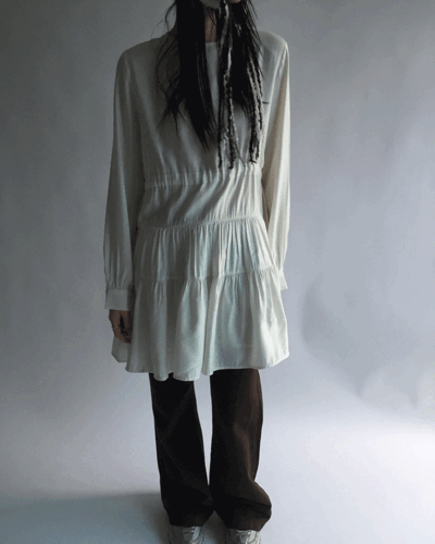 DUGGY [MD추천]레이어드 셔링 미디 ops (2color) - 위시버킷