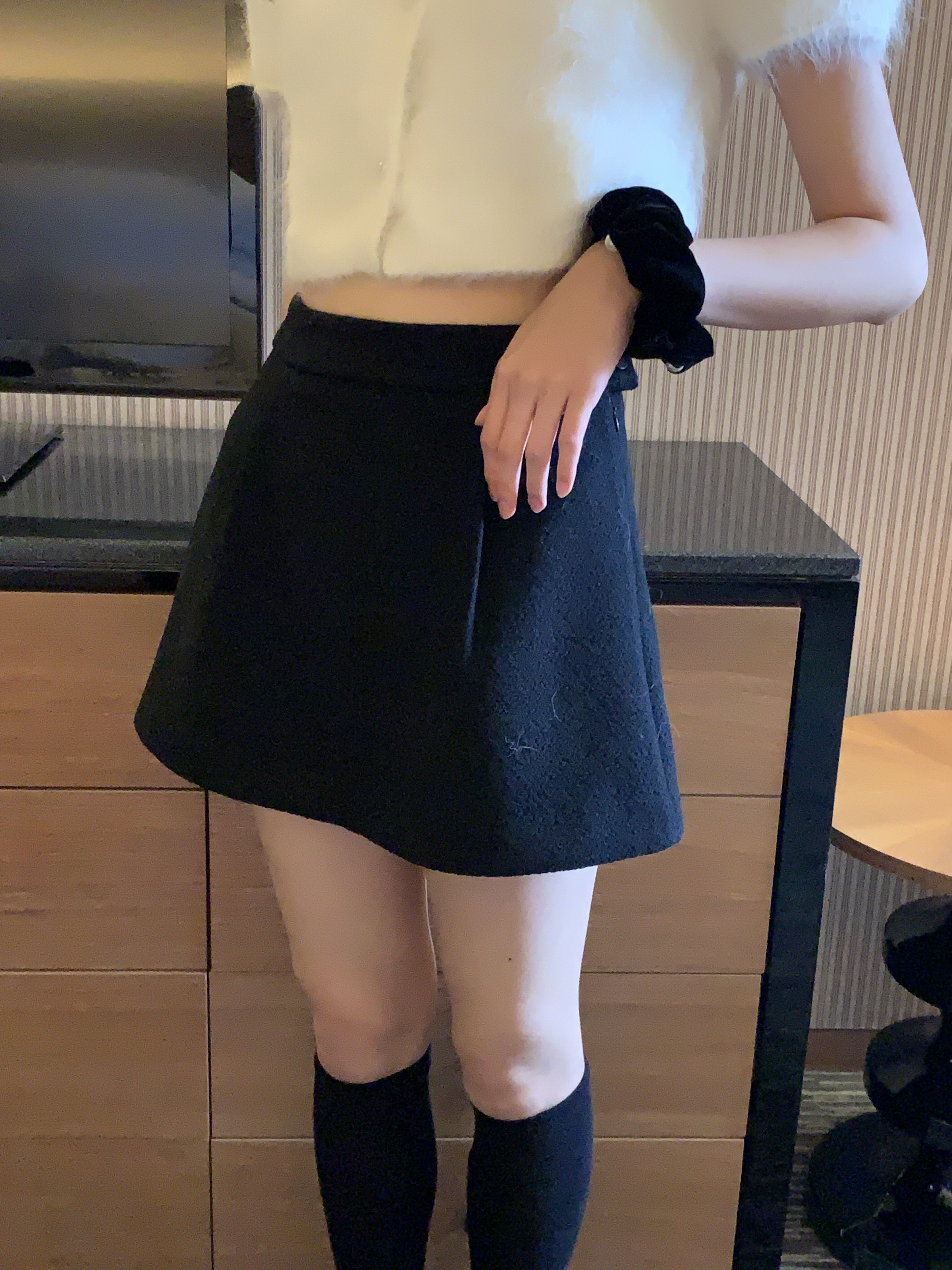 마인유어스 (아이S 당일) riette 리에뜨 포니 스커트 A라인 울 핀턱 미니치마 펌킨 볼륨 [2 color] - 위시버킷