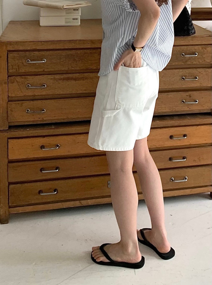 플라넬 fllanel 플라넬 워크 쇼츠 코튼 팬츠 데님 반바지 (2col) - 위시버킷