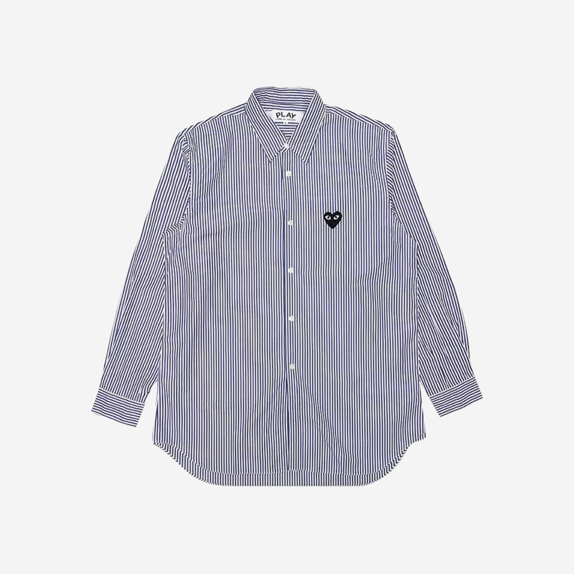 꼼데가르송 Play Comme Des Garcons Black Heart Stripe Button Down Shirt Blue ...