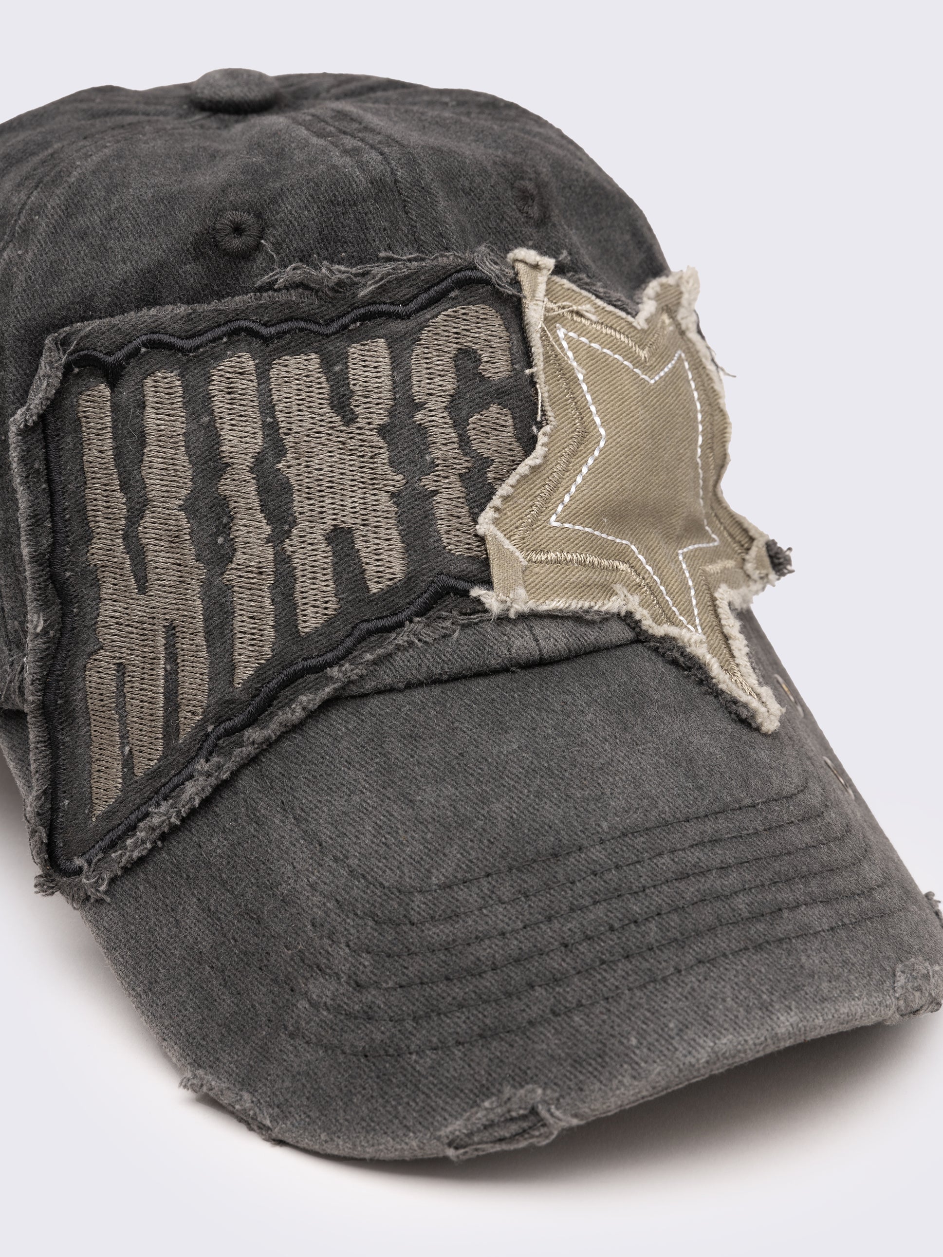 밍가 Minga Star Distressed Baseball Cap - One Size / Black - 위시버킷