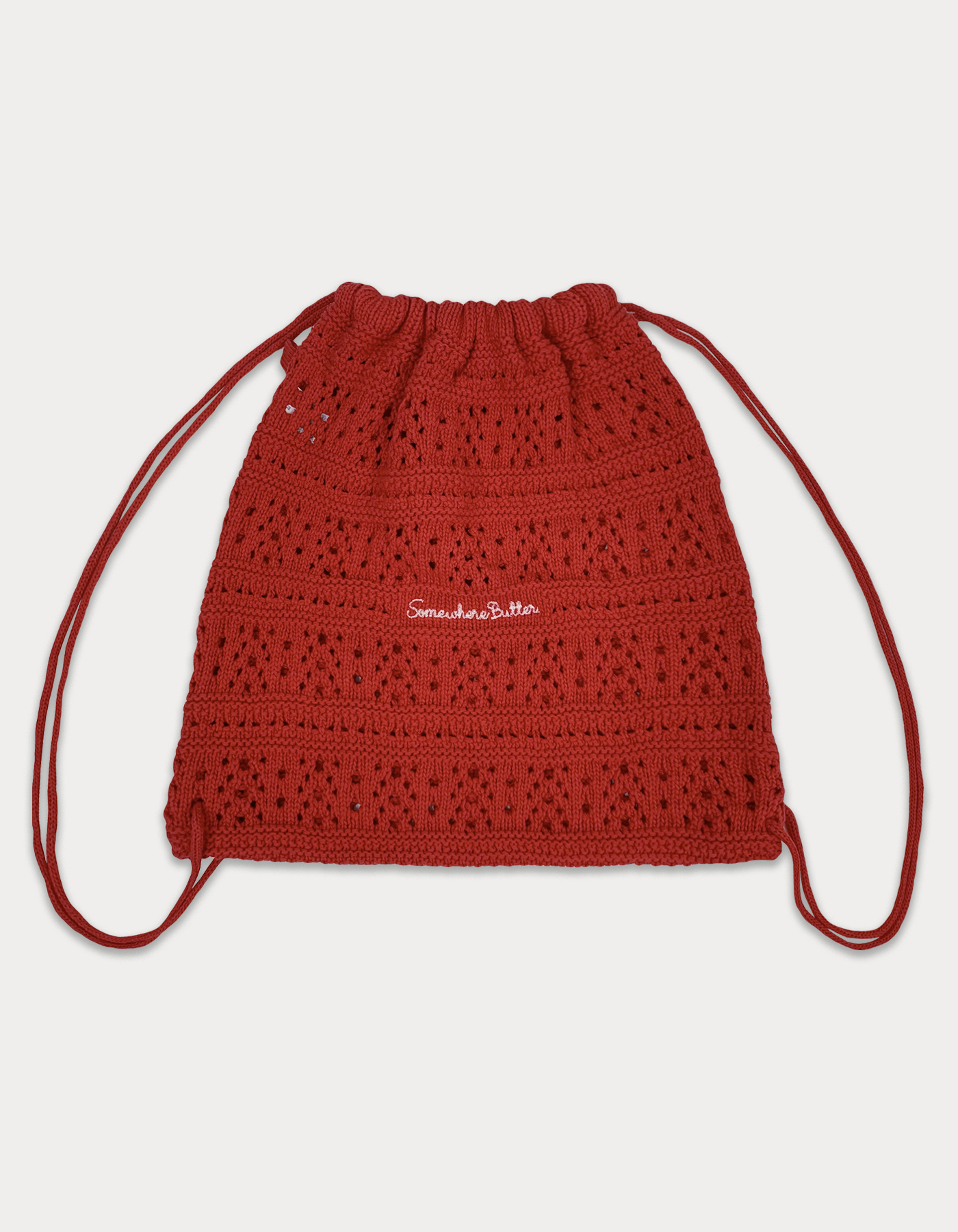 썸웨어버터 Yogurt knit string bag - red - 위시버킷