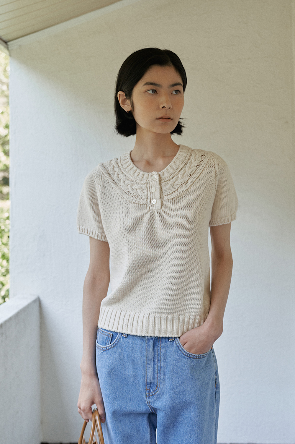 엘오61 Summer Cable Knit in Cream - 위시버킷
